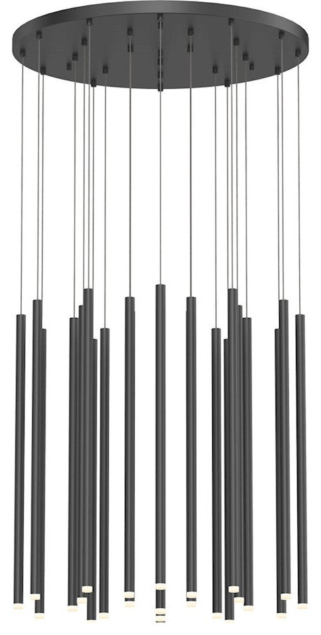 Sonneman Chimes 24 Light 24" LED Cluster Pendant, Black/Frosted ...