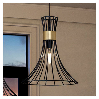 Luxury Mid-Century Modern Pendant, Midnight Black - Transitional ...