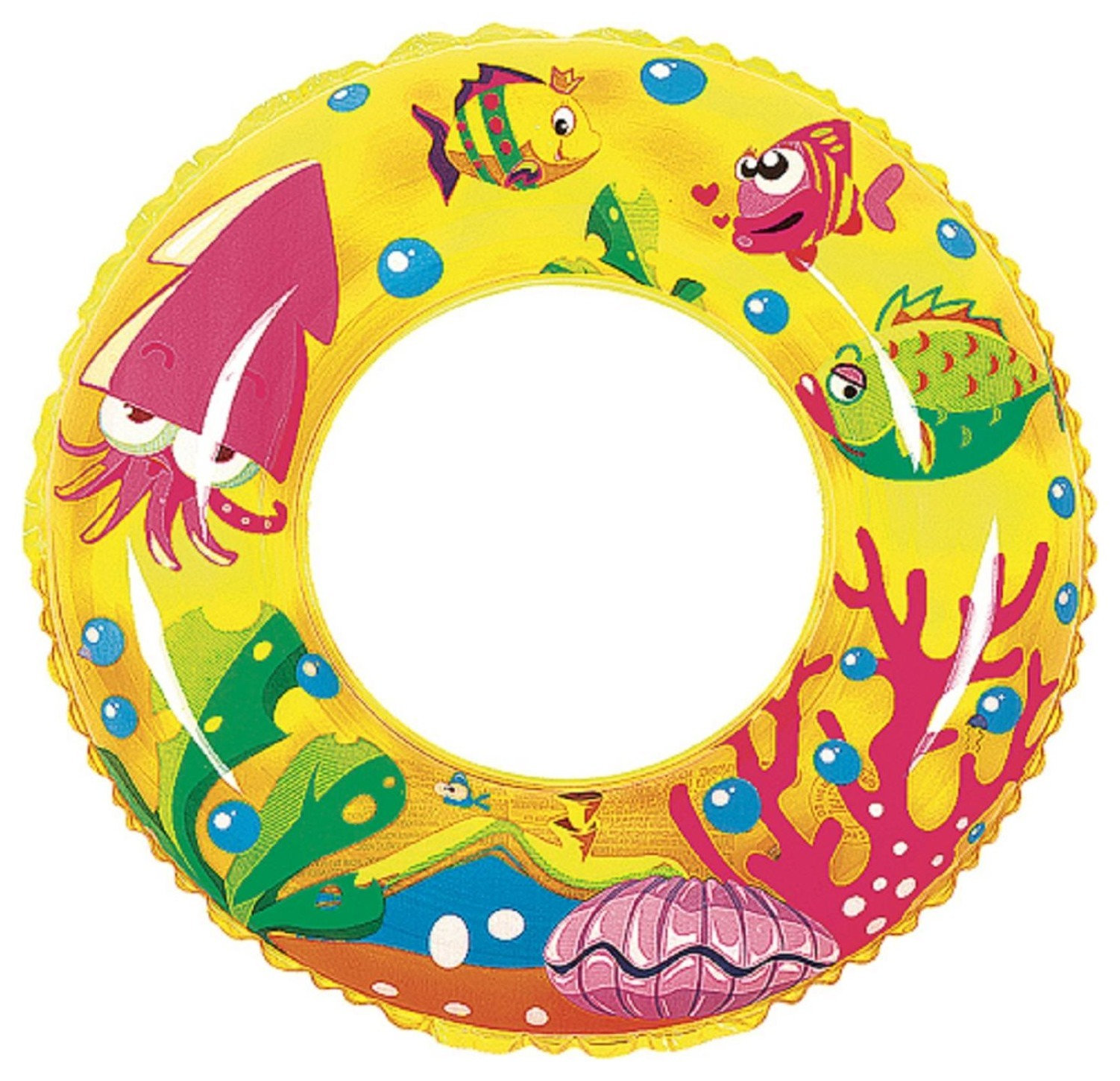 24" Yellow Sea Fish Children's Inflatable Swimming Pool Inner Tube Ring ...