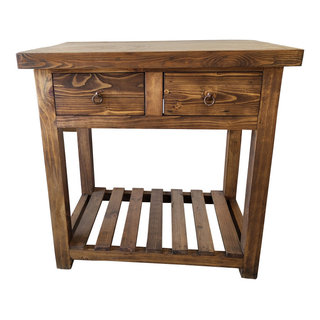 Kent Rustic Natural Wood Kitchen Island, 36 X 20 X 36 - Rustic ...