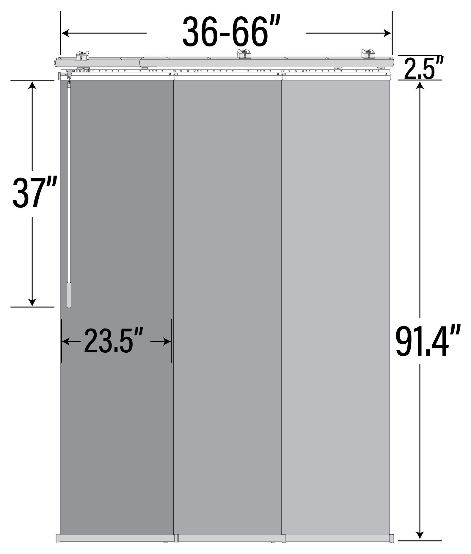 Ember Lead 3-Panel Track Extendable Vertical Blinds 36-66"W, 91.4" H ...