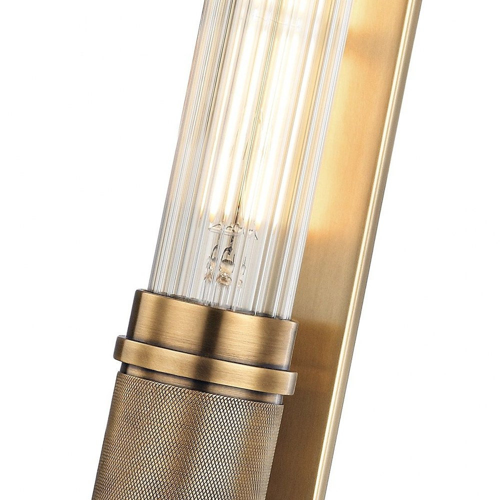 1 Light Modern Brass LED Wall Mount Fluted Glass-16.5 Inches H by 2.5 ...