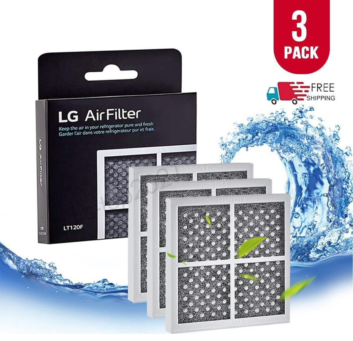 3 Pack LG LT120F Replacement Refrigerator Air filter For Kenmore 469918 ...