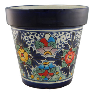 Mexican Ceramic Flower Pot Planter Folk Art Pottery Handmade Talavera ...