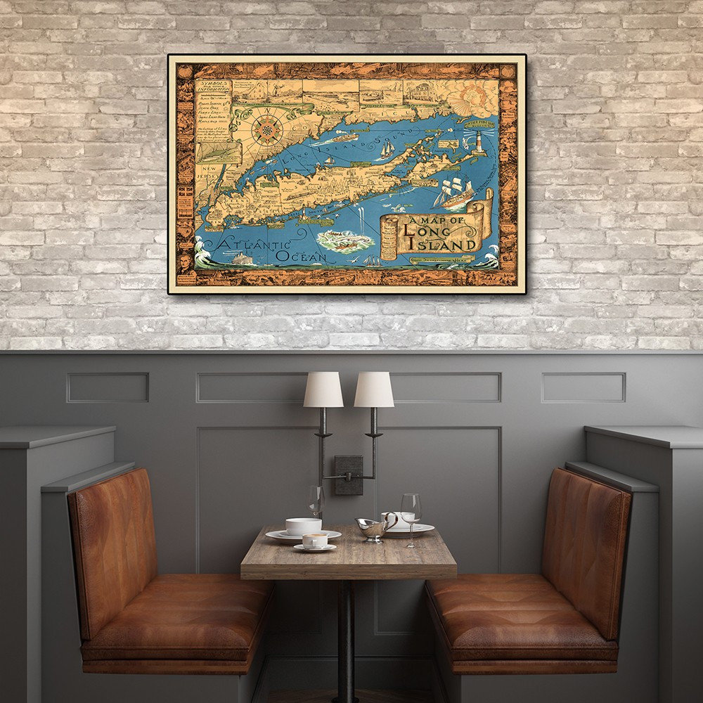 Vintage 1933 Map Of Long Island Unframed Print Wall Art - Contemporary ...