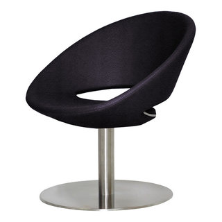 Crescent Round Lounge Chair, Stainless Steel Base, Black Ppm ...