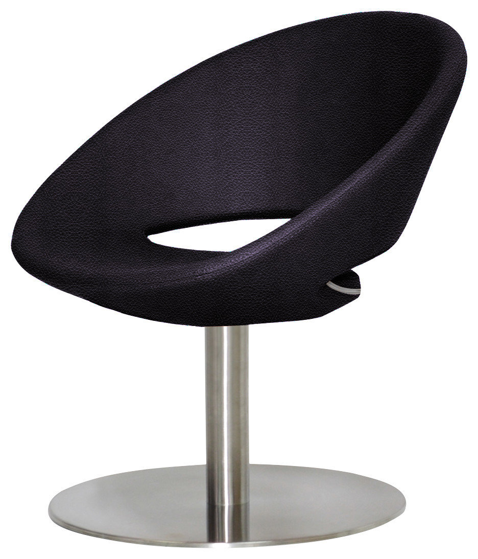 Crescent Round Lounge Chair, Stainless Steel Base, Black Ppm ...