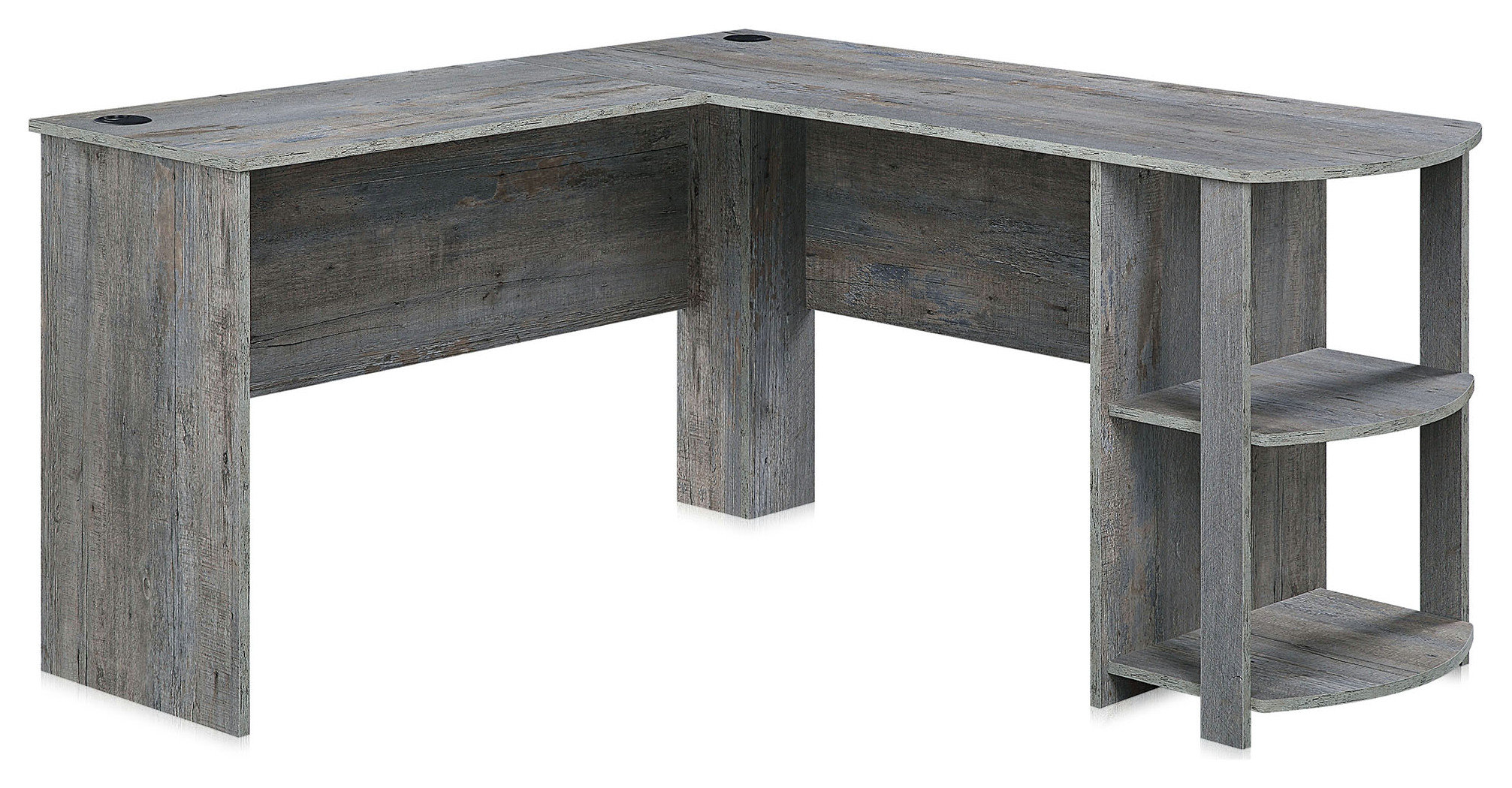 Kent L-Shaped Home Office Desk, Wood Corner Computer Desk - Rustic ...