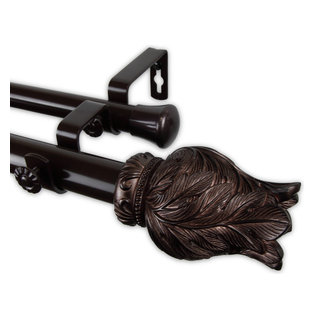 Tulip 1" Double Curtain Rod, Black, 28"-48" - Traditional - Curtain ...