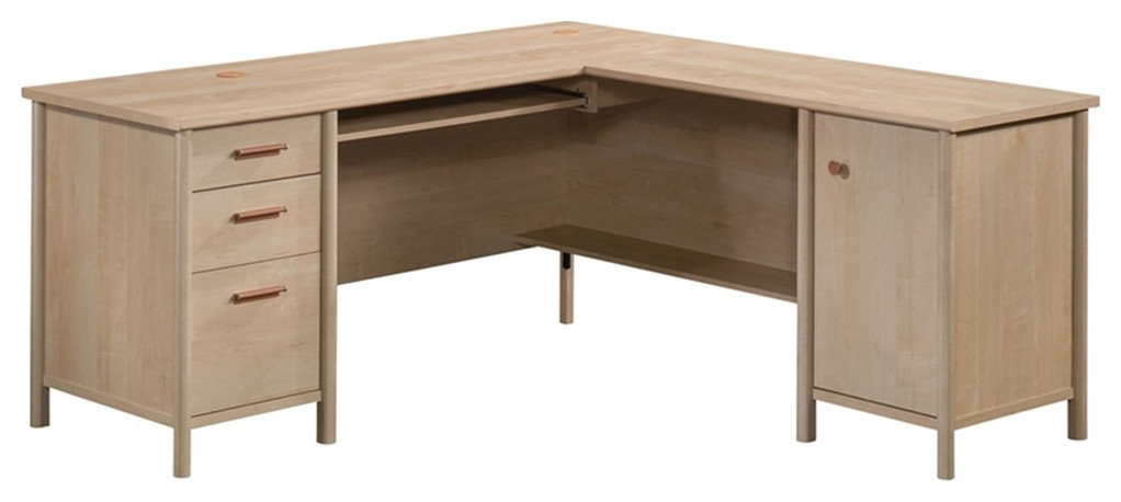 Sauder Whitaker Point Engineered Wood L-Desk in Natural Maple Finish ...