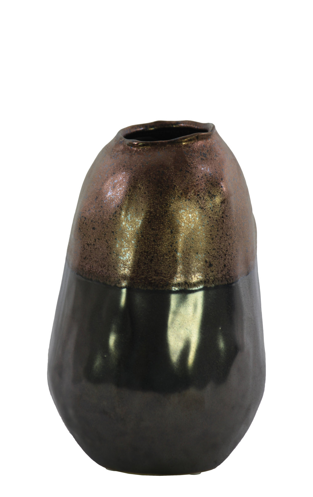 Round Vase, Gold Banded Rim Top and Tapered Bottom, Silver, Small ...