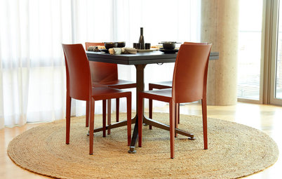 Square table, round rug?