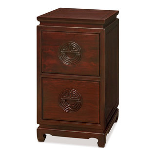 Dark Cherry Elmwood Chinese Longevity File Cabinet with 2 Drawers ...