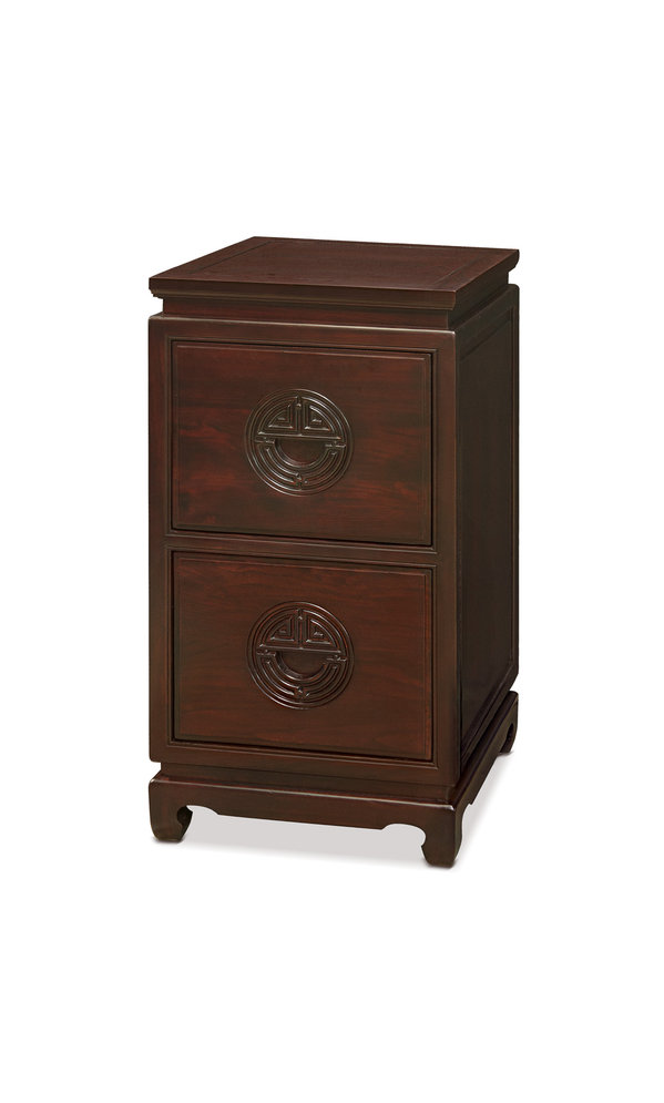 Dark Cherry Elmwood Chinese Longevity File Cabinet with 2 Drawers ...