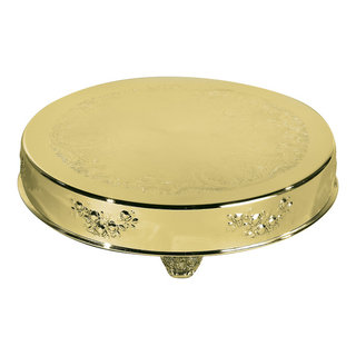 Elegance 18" Round Cake Plateau, Gold Finish - Traditional - Dessert ...