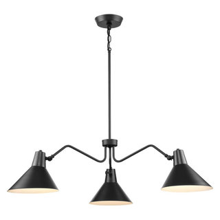Trimble Collection Three-Light Matte Black Chandelier, 3-Light ...