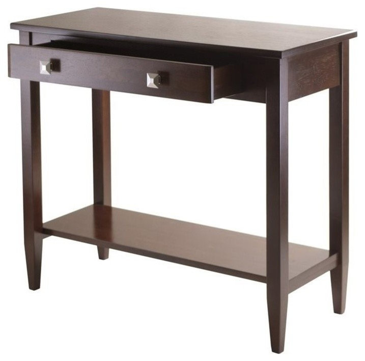 Pemberly Row Transitional Solid Wood Console Hall Table w/ Tapered Leg ...
