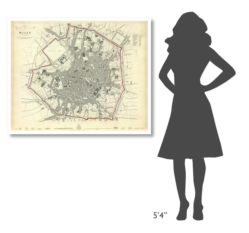 "Milan, Italy, 1832" Paper Art, 18"x15", 46"x37" - Contemporary ...