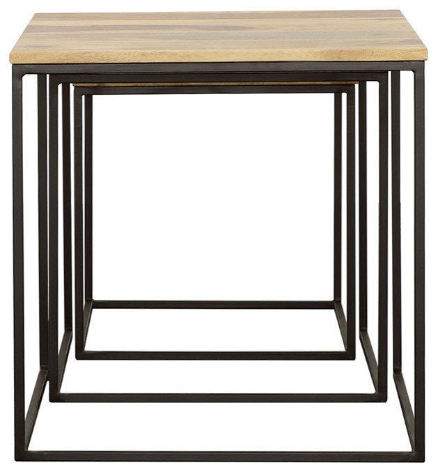 Belcourt 3-piece Square Nesting Tables Natural and Black - Industrial ...