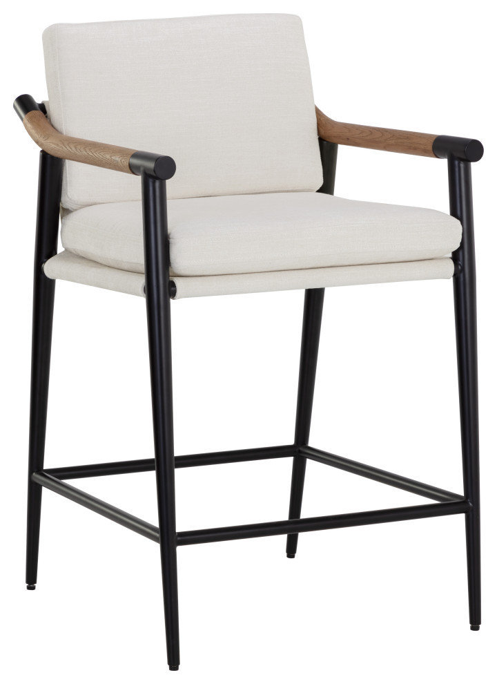 Meadow Counter Stool, Heather Ivory Tweed, Counter Height - Midcentury ...