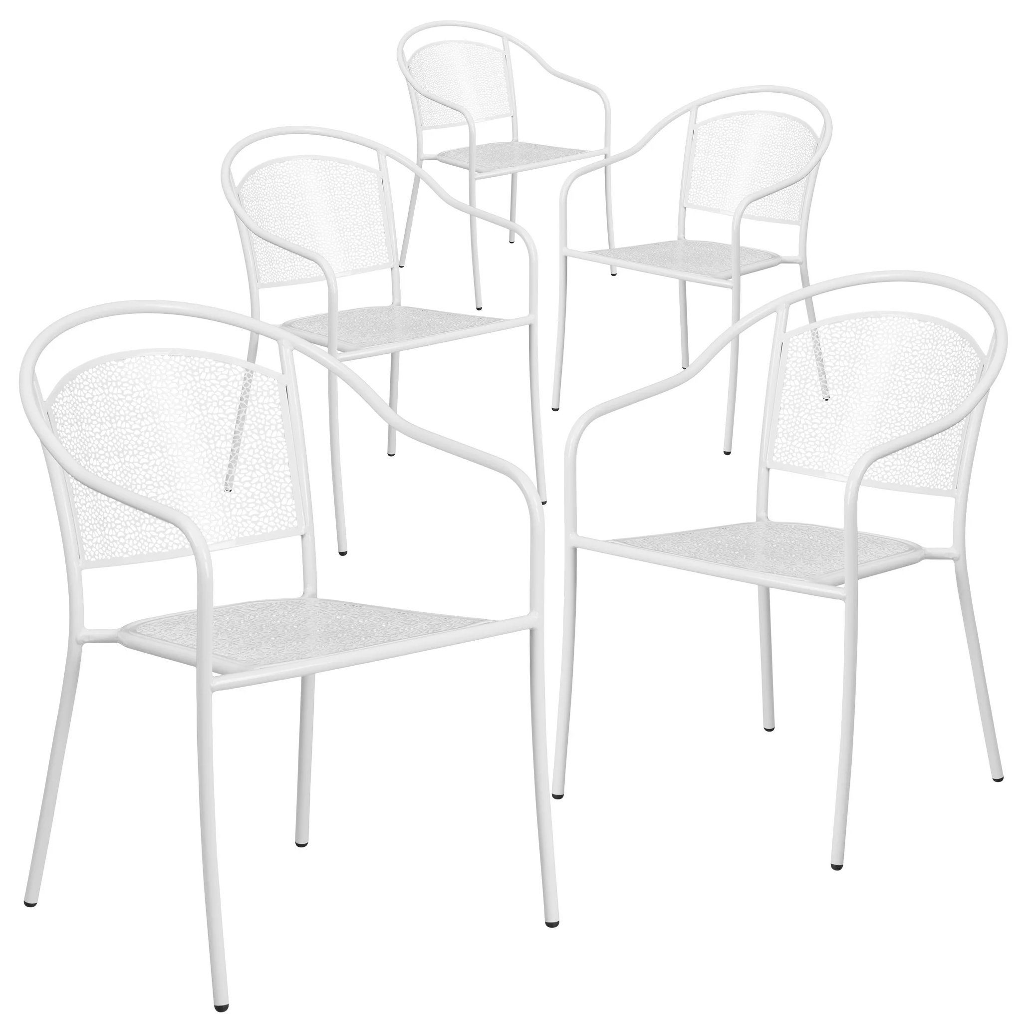 Set of 5 Stackable Indoor Outdoor Chairs with Rain Flower Design and ...