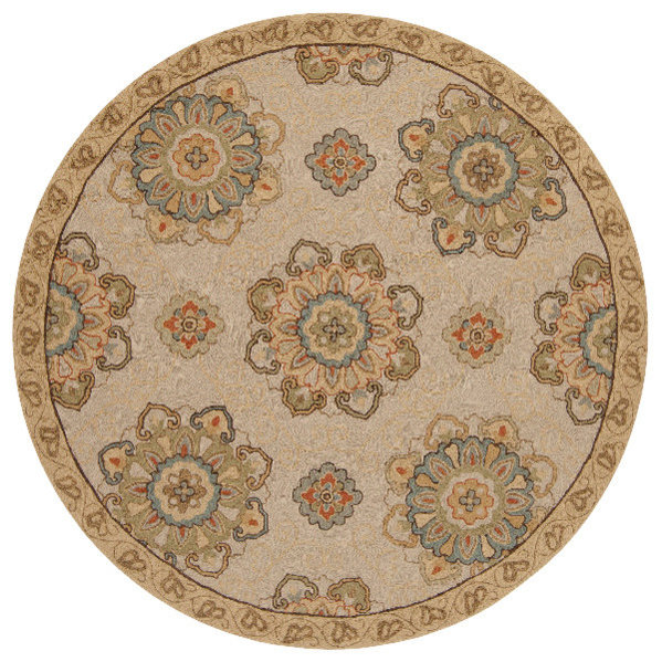 Hand Hooked Rain Rug RAI-1072, 8' Round - Contemporary - Outdoor Rugs ...