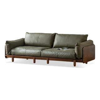 Black Walnut solid wood leather sofa - Midcentury - Sofas - by GVAwood ...