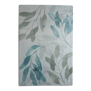 Teal Contemporary Floral Meadow Area Rug, 7'6" x 9'6" - Contemporary ...