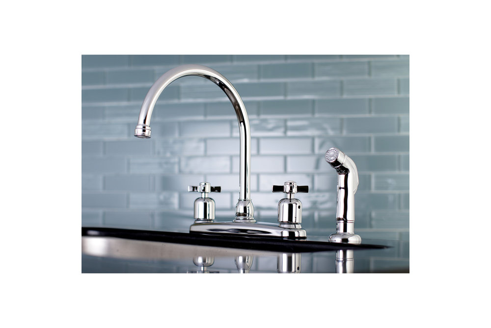 8" Centerset Kitchen Faucet, Sprayer - Transitional - Kitchen Faucets ...