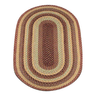 Burgundy, Gray and Cream Braided Rug, 3'x5' Oval - Area Rugs - by Uber ...