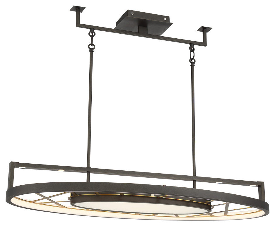 Tribeca By Robin Baron LED Island Pendant in Smoked Iron And Soft Brass ...