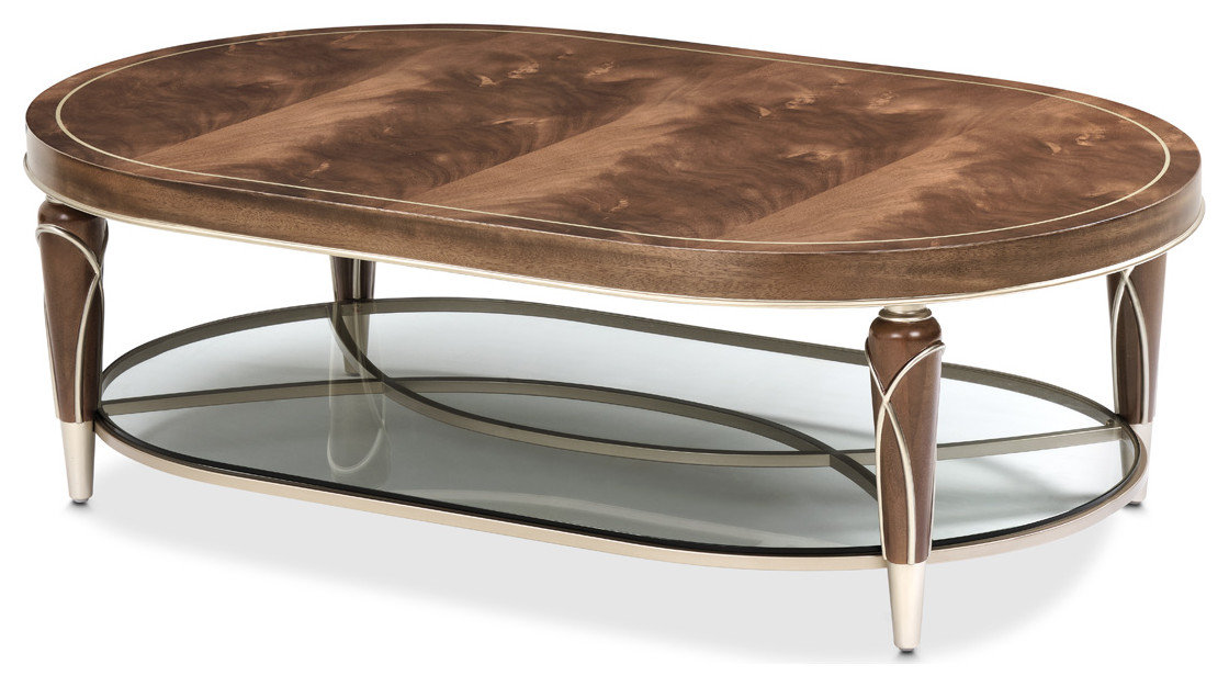 Villa Cherie Oval Cocktail Table - Hazelnut - Midcentury - Coffee ...