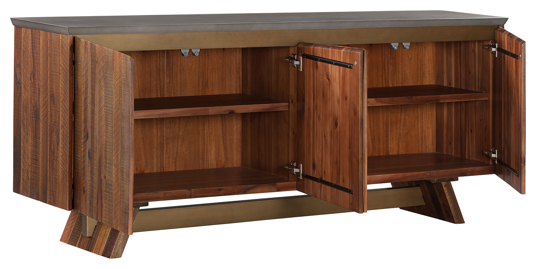 Picadilly 4 Door Sideboard Buffet in Acacia Wood and Concrete - Rustic ...