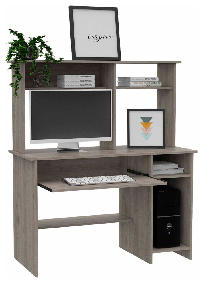 Weston 120 Computer Desk with CPU Storage, and Keyboard Tray, Light ...