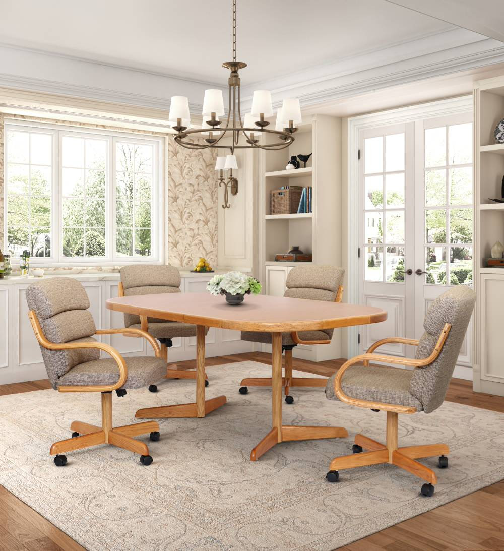 5-Piece 42x[54/72] Caster Dining Set Laminate Table Top & Pewter Caster ...