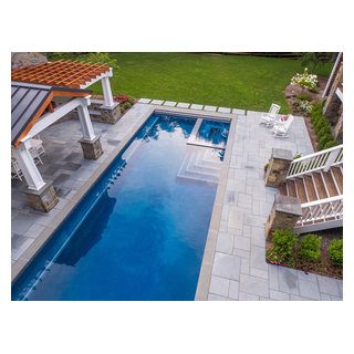 Formal pool and backyard retreat for a family in Basking Ridge ...