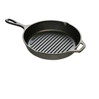 Lodge L8GP3 Pre-Seasoned Cast Iron Raised Rib Grill Pan, 10.25 ...