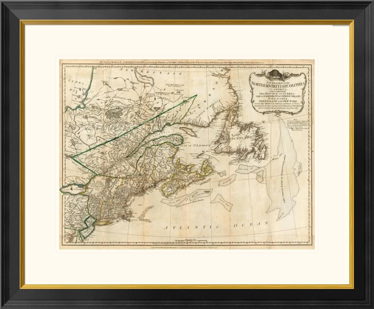 A General Map Of The Northern British Colonies In America, 1776, 26"x1 ...