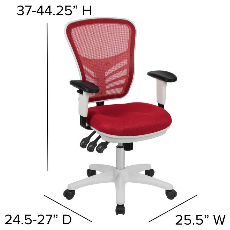 Mid-Back Red Mesh Multifunction Executive Swivel Ergonomic Office Chair ...