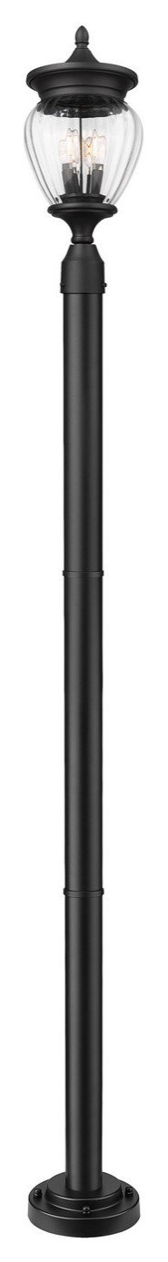 Davina Three Light Outdoor Post Mount in Black - Traditional - Post ...