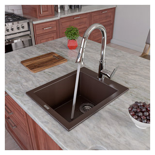 Chocolate 17" Drop-In Rectangular Granite Composite Kitchen Prep Sink ...