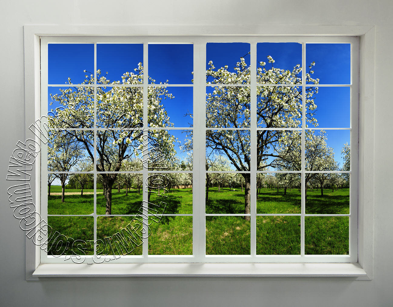 Orchard Window One Piece Peel & Stick CANVAS Wall Mural - Contemporary ...