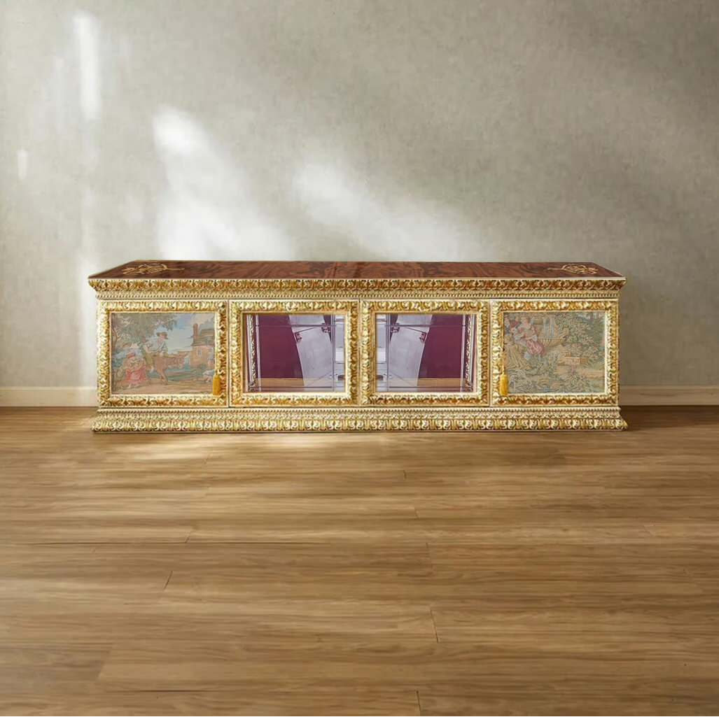 Italian Ivory Gold TV Stand & Entertainment Center - Victorian ...