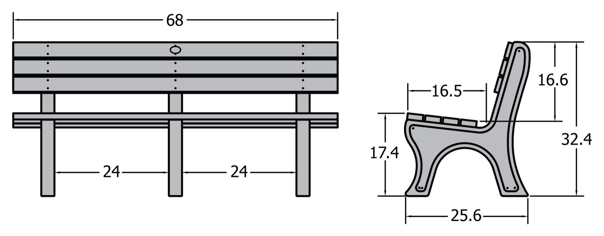 Aurora Traditional 6' Park Bench, Weathered Acorn - Contemporary ...