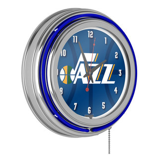 NBA Chrome Double Rung Neon Clock, Fade, Utah Jazz - Contemporary ...