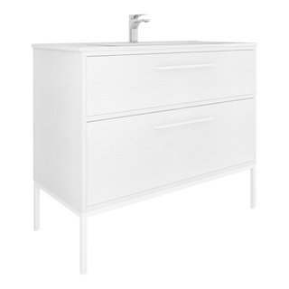 Chelsea Bathroom Vanity and Sink, 40" White and Legs - Contemporary ...