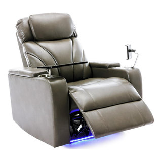 Modern Recliner Chair, Faux Leather Seat & Multimedia Audio Armrest ...