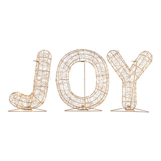 16" LED Twinkle Lighted Metal Wire Joy Sign Outdoor Christmas ...