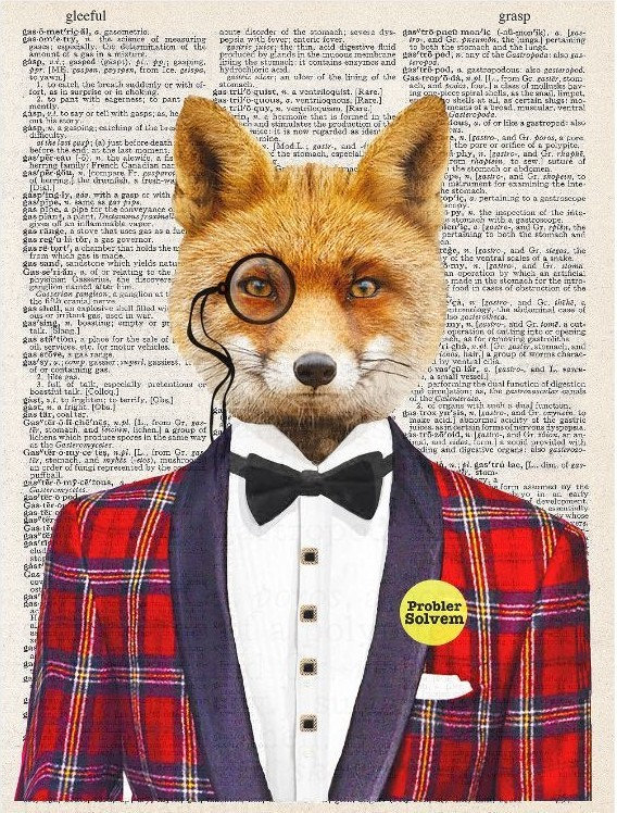 Art N Wordz Clever Fox Wearing A Suit Problem Solver Dictionary Pop Art ...