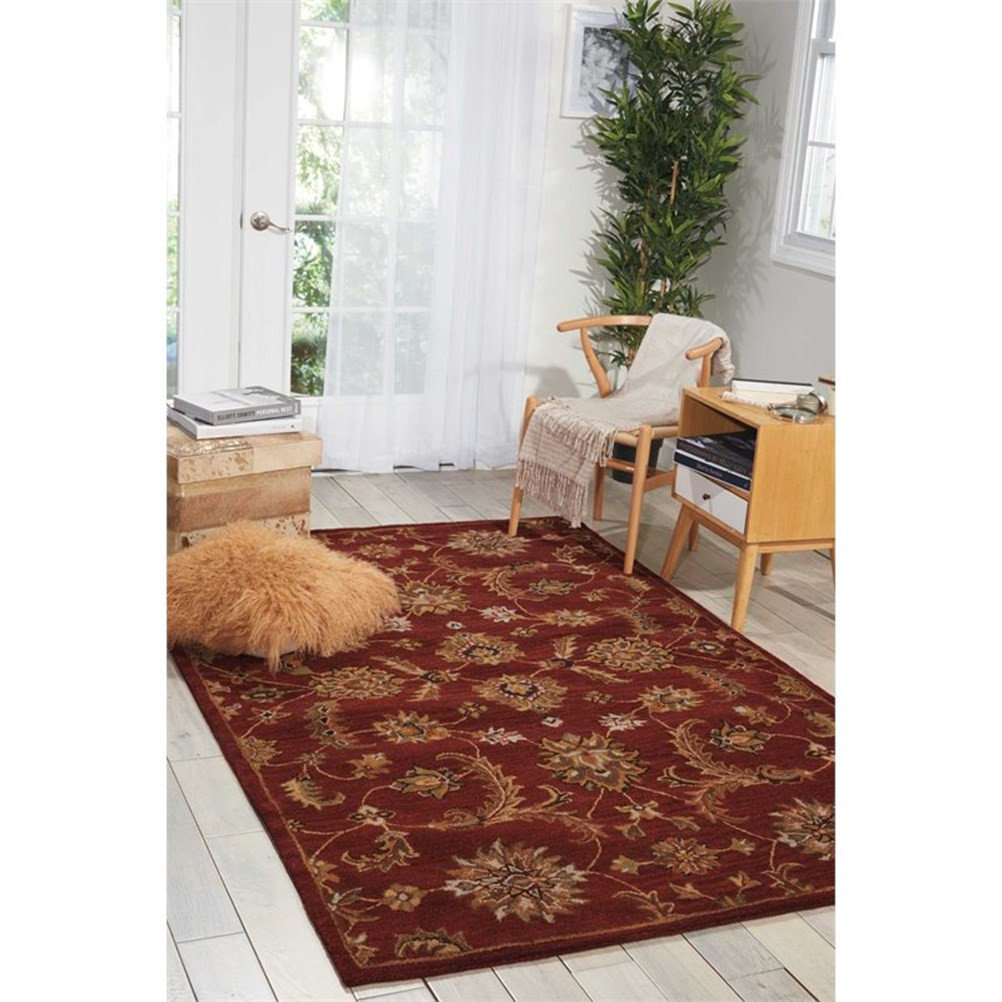 Nourison India House 42x66" Rectangle Traditional Wool Area Rug in Red ...